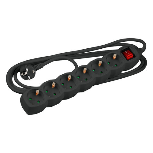 Technik Extension Socket 6-way with Switch, 5 m Cable, 1.5 mm² Copper ...