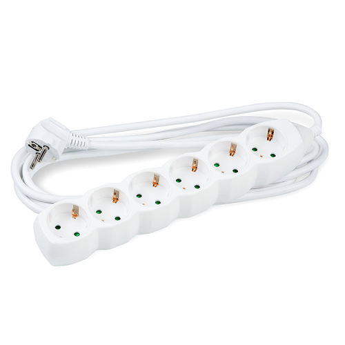 Technik Extension Socket 6-way with 3m Cable 1,5mm2 Copper Cable White ...